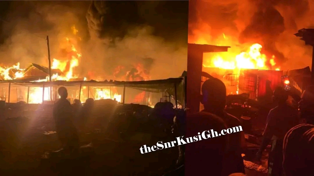 BREAKING: TECHIMAN Market Is On Fire, Ghana National Fire Service Response